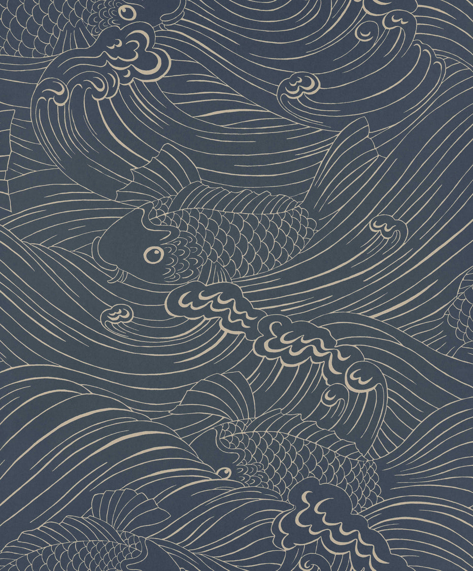 Wallpaper Plenty more fish - Ink blue – Långelid Von Brömssen